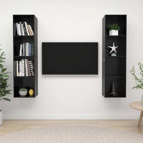 vidaXL Nástěnné TV skříňky 2ks černé s vysokým leskem kompozitní dřevo