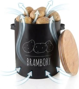 Orion Dóza na brambory, plech/bambus pr. 22,5 cm, BLACK CZ