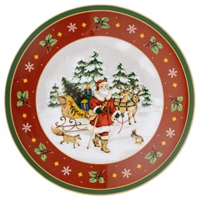 Vánoční tác na noze Veselé Vánoce, 27 cm Santa a sáně Rosenthal