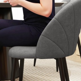 HOMCOM sada 4 židlí v sametovém vzhledu – polstrované ergonomické opěradlo, ocelové nohy, tmavě šedá
