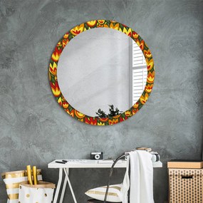 Kulaté dekorativní zrcadlo Retro tulipány fi 90 cm