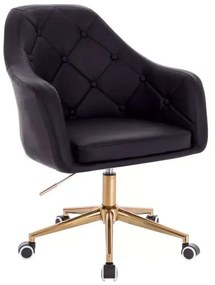 LuxuryForm DESIGN Křeslo ANDORA na zlaté podstavě s kolečky - černé