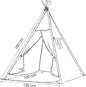Teepee stan pro děti SPRINGOS Černý s oblaky