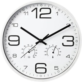 SEGNALE Nástěnné hodiny s teploměrem a vlhkoměrem 30 cm bílý rám KO-837362210