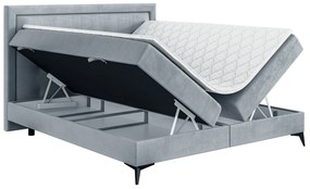 Manželská postel Boxspring 160 cm Hygga (světlomodrá) (s matrací a úl. prostorem). 1043383