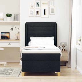 Postel s boxspringem s matrací s čelo Černý 200 x 90 cm textil 3340671