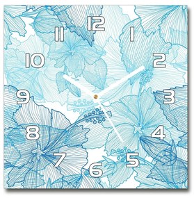 Wallmuralia Skleněné hodiny čtverec Havajské květiny 30x30 cm