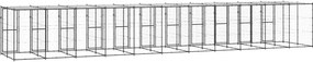 vidaXL Venkovní psí kotec se střechou pozinkovaná ocel 26,62 m² [3082258] Barva: Stříbrná