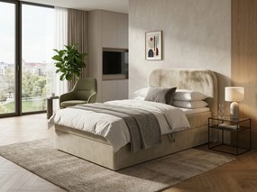 Čalouněná postel boxspring FORENA 90x200 cm krémová Matrace: Matrace Bonell pružinová