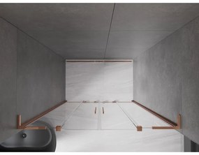 Mexen Velar L Duo, posuvné sprchové dveře do otvoru 140 cm, 8mm čiré sklo, růžové zlato, 871-140-003-02-60
