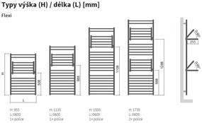 Isan Flexi 955 x 600 mm koupelnový radiátor bílý