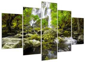 Obraz lesní krajiny s potokem (150x105 cm)