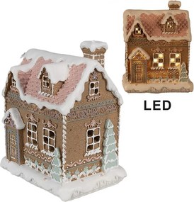 Hnědá svítící perníková chaloupka Gingerbread House - 13*10*16 cm / 3*AAA