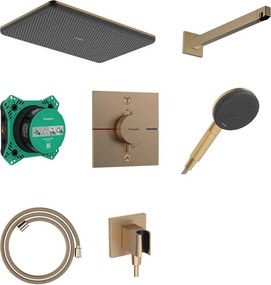 Hansgrohe Raindance Alive Q - Sprchový set s termostatem pod omítku, s tělesem, 21x34 cm, 3 proudy, kartáčovaný bronz 24620140