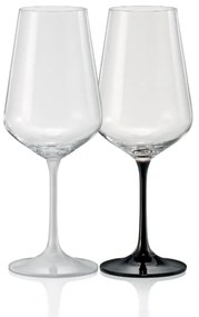 Crystalex - Bohemia Crystal Sklenice na víno Sandra - Black & White 450 ml, 2 ks