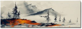 Obraz na plátně - Za opuštěnými mlžnými horami FeelHappy.cz Velikost obrazu: 240 x 80 cm