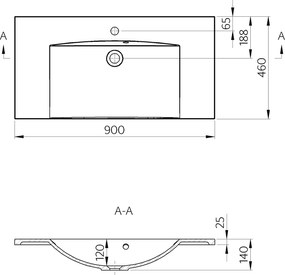 Sapho, MARIA umyvadlo 90x46cm, litý mramor, bílá, MA090