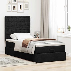 Osmanský postel s matrací černá 100x200 cm textil 3313301