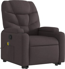 Zvedací masážní polohovací křeslo tmavě hnědé textil 3204613