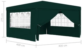 vidaXL Profesionální party stan s bočnicemi 4x4 m zelený 90 g/m²