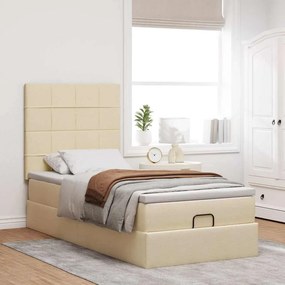 Osmanský rám postele s matrací krémově 80x200cm textil 3313966