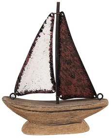 Hnědá dekorativní miniaturní dekorace loďka Nauticco - 11*3*13 cm