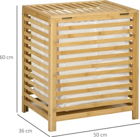 HOMCOM Koš na prádlo 55L Bambusová truhla na prádlo s víkem a vyjímatelným pytlem na prádlo do ložnice a koupelny 50x36x60cm Příroda | Aosom.de