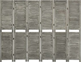 vidaXL 6dílný paraván šedý 214 x 166 cm masivní dřevo [338577]