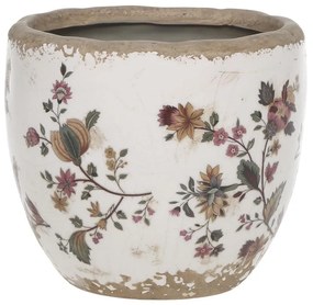 Keramický obal na květináč s květy Nancy - Ø 12*11 cm