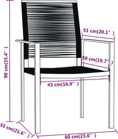 vidaXL 7dílný zahradní jídelní set černý [3099207]