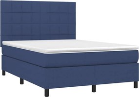 Box spring postel s matrací a LED modrá 140x200 cm textil 3134883