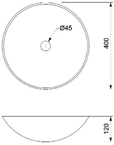 Sapho, BLOK 1 kamenné umyvadlo průměr 40cm, matný tmavý kámen, 2401-02