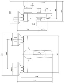 Cersanit S951-009 - Vanová baterie MILLE černá/lesklý chrom