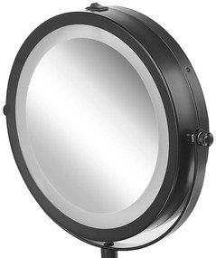 Kosmetické zrcátko s LED osvětlením ø 17 cm černé TUCHAN Beliani