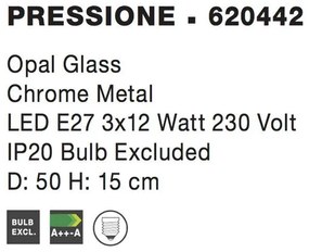 Nova Luce Stropní svítidlo PRESSIONE opálové sklo a chromovaný kov E27 3x12W