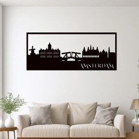 dřevo života Dřevěná dekorace na zeď AMSTERDAM Zvolte rozměr (cm): 95x38, Zvolte barvu dekoru: Černá