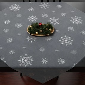 Vánoční ubrus na stůl SNOWFLAKE tmavě šedá 85x85 cm Mybesthome