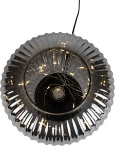 Stolní lampa Art Deco černá s kouřovým sklem vč. světelného kabelu E27 - Karel