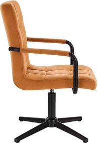 LuxuryForm DESIGN Otočná židle VERONA BLACK VELUR na černém kříži - medová