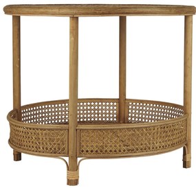 IB LAURSEN Odkládací ratanový stolek Round, přírodní barva, dřevo