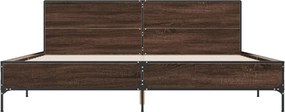 Rám postele hnědý dub 200 x 200 cm kompozitní dřevo a kov 3280021