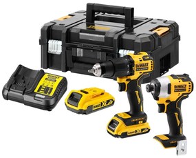 DeWALT Nářadí - 18V AKU sada příklepové vrtačky a rázového utahováku, 2x aku 2,0 Ah Li-Ion, nabíječka DCK2062D2T