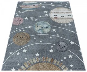 Dětský koberec Funny planety šedý