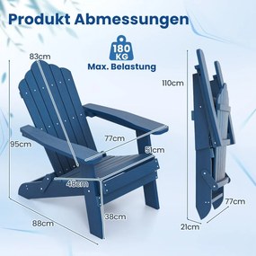 Costway Sada 2 židlí Adirondack skládací židle Adirondack odolná