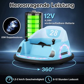 Costway Auto s pojízdným nárazníkem pro batolata 12 V Elektrické 360° Spin auto