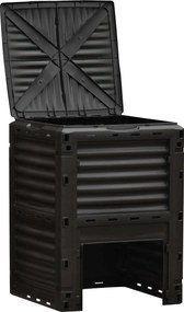 Outsunny kompostér s kapacitou 300L pro výrobu zahradního hnojiva s 48 otvory, 60,5x60,5x81,5 cm, černý | Aosom