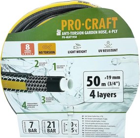 Výrobce: Procraft Procraft Černo-žlutá zahradní hadicí Procraft PR-4KAT1950 | PR-4KAT1950