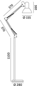 Brilagi - Flexibilní stojací lampa TASKER 1xE27/60W/230V 184 cm černá