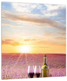 Obraz levandulového pole a vína (30x30 cm)