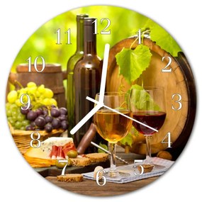 Nástenné skleněné hodiny Hrozny pro víno fi 30 cm